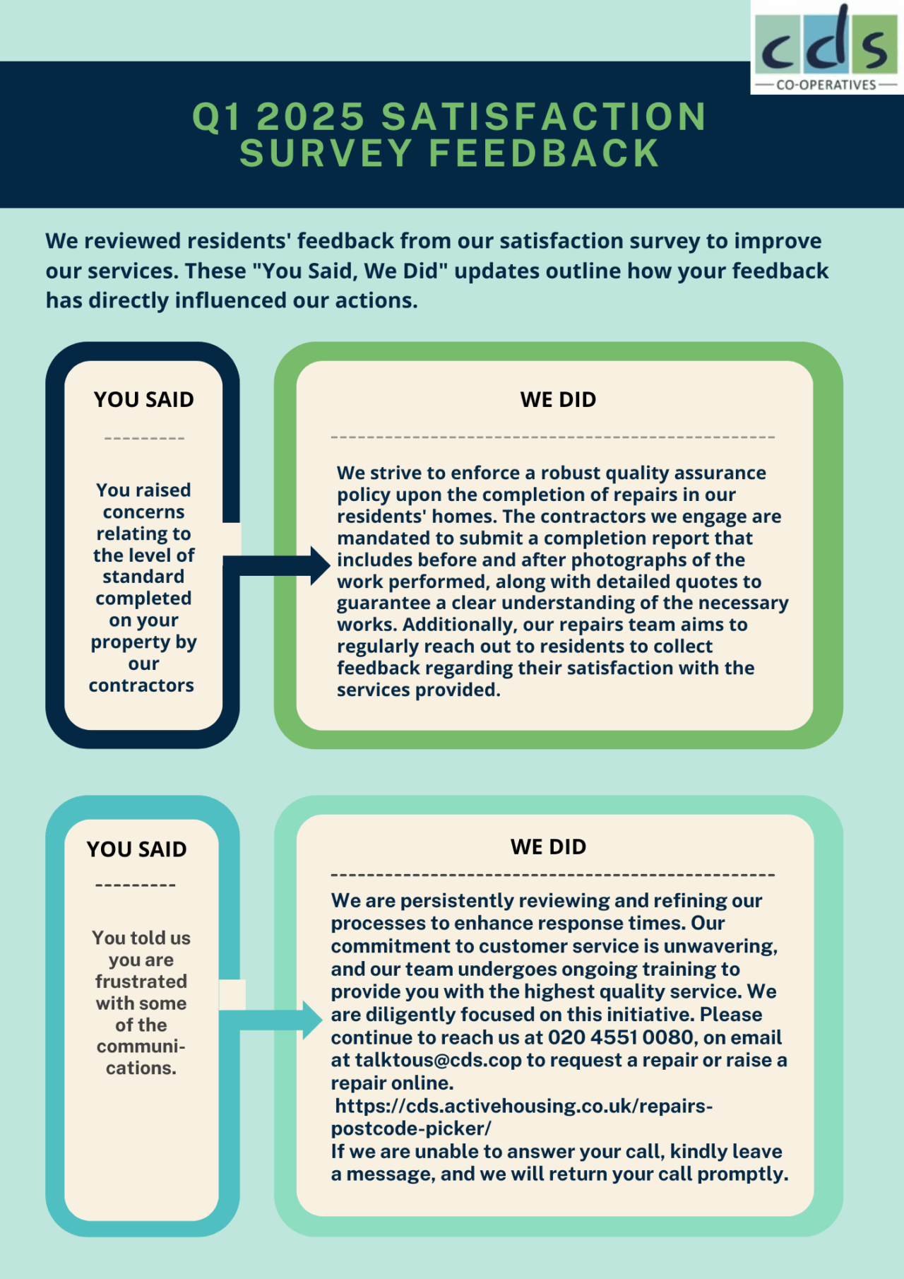 You Said, We Did | CDS CO-OPERATIVES